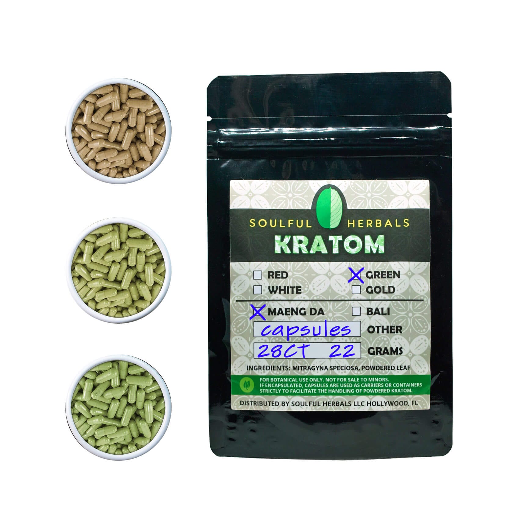 Kratom Capsules - 28 Capsules - Over 14 Grams of Kratom Powder ...